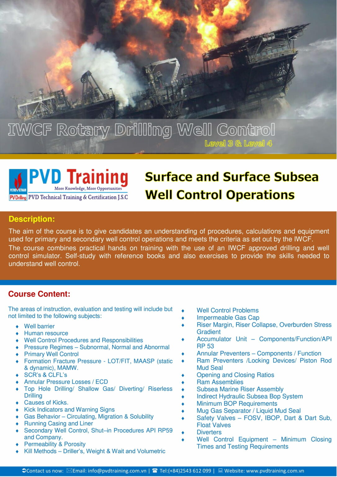 IWCF WELL CONTROL LEVEL 3,4 - PVD Training