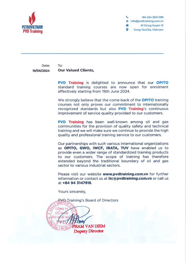 Enroll Now for Our OPITO Training Courses - PVD Training